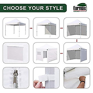 Eurmax USA 10'x10' Ez Pop-up Canopy Tent Commercial Instant Canopies with 4 Removable Zipper End Side Walls and Roller Bag, Bonus 4 SandBags(White)