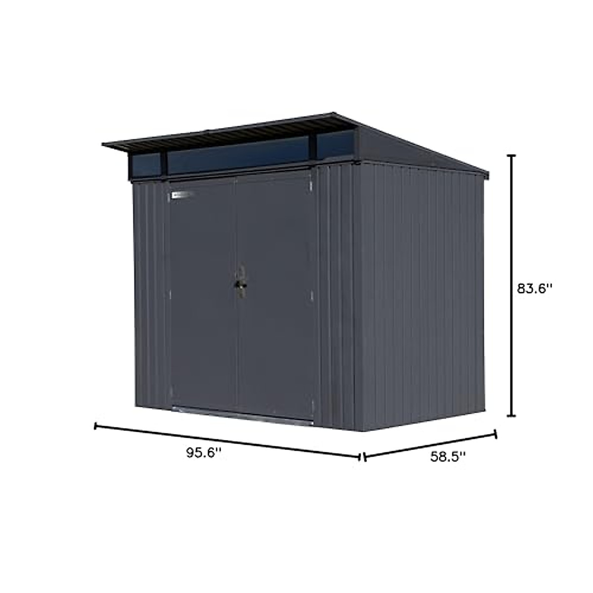 Sojag 8' x 5' Denali Outdoor Lockable Steel Storage Building with Windows, Anthracite
