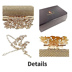 shiiriin | Women's Rhinestones Bling Crystal Clutch Purse Hand Bag | Bridal Wedding Daytime Evening Party (Gold)
