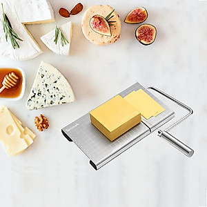 Cheese Slicer Wire,Stainless Steel Cheese Cutter with Accurate Size Scale,Wire Cheese Slicer for Cheese Butter Equipped with 5 Replaceable Cheese Slicer Wires