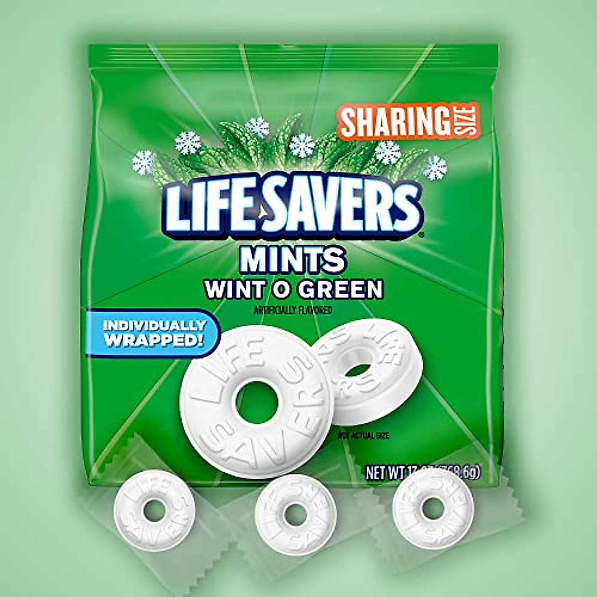 LIFE SAVERS Wint-O-Green Breath Mints Hard Candy, Sharing Size, 13 oz Bag