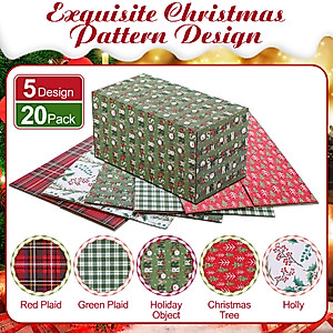 Qilery 20 Pack 10.6 x 6 x 6 Inch Christmas Gift Shipping Boxes Corrugated Small Cardboard Boxes for Christmas Holiday Small Business Gift Packaging Party Supplies, 5 Styles