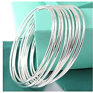 Kuyiuif Classic 10pcs Lots Wholesale 925 Silver Winsome Bracelet Cuff Bangle
