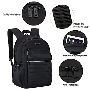 KEOFID Anti-thief travel laptop backpack with USB charging port for men and women,school bookbag for college girls and boys,(Full black)