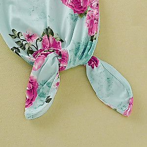 Infant Newborn Baby Girls Floral Sleep Gown Headband Sleepwear Romper Sleeping Bags Outfits (Green, 0-3 Months)