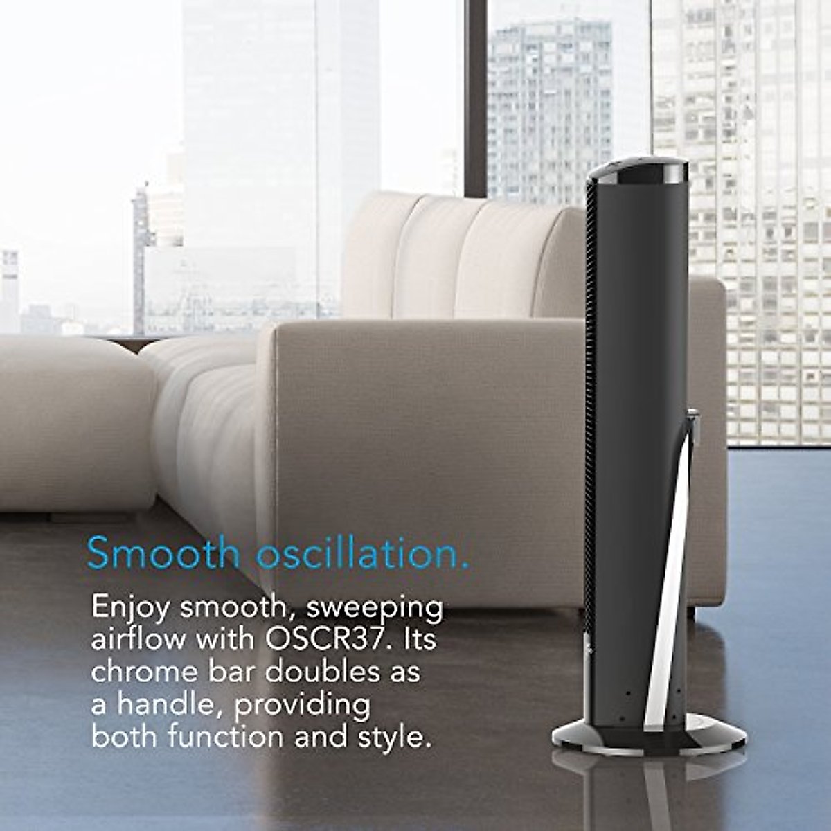 Vornado OSCR37 Oscillating Tower Fan and Air Circulator with Remote, Smooth Oscillation, Timer and Touch Controls, 37-Inch,Black