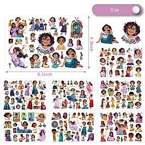 8 Sheets Temporary Tattoos Stickers For Encanto, Encanto Birthday Party Supplies Decorations Party Favors, Gifts for Boys Girls School Classroom Rewards