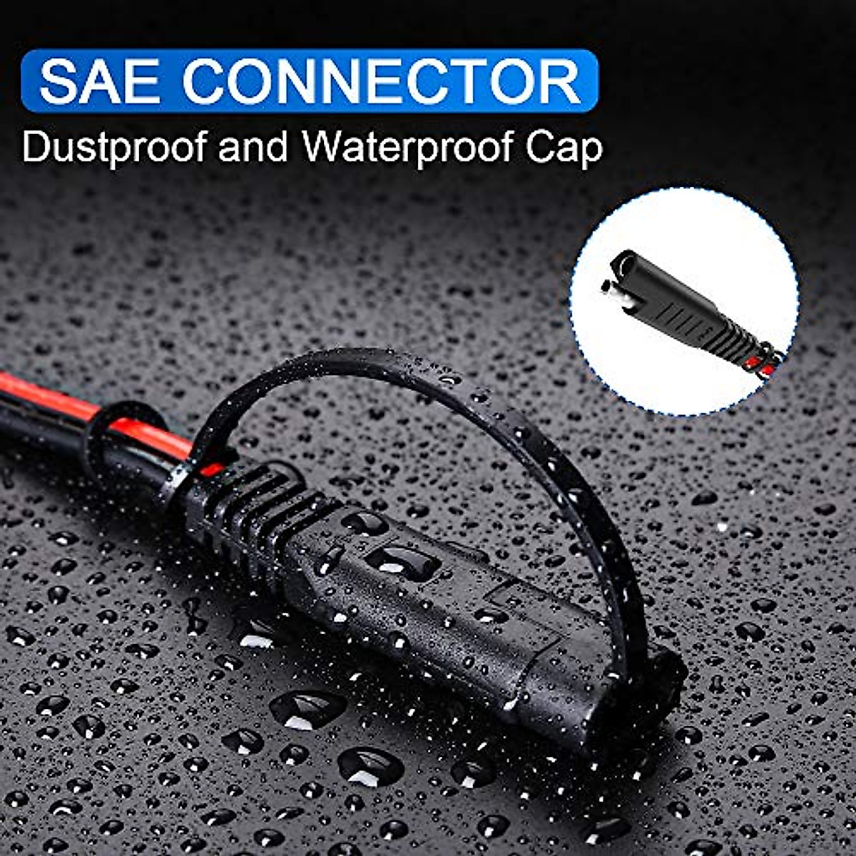 ELECTOP 15Feet 10AWG SAE to SAE Extension Cable Quick Connect Disconnect SAE Power Connector Cable Wire Harness with Dust Cap for Automotive RV Motorcycle Solar Panel SAE Plug Battery Charging Cable