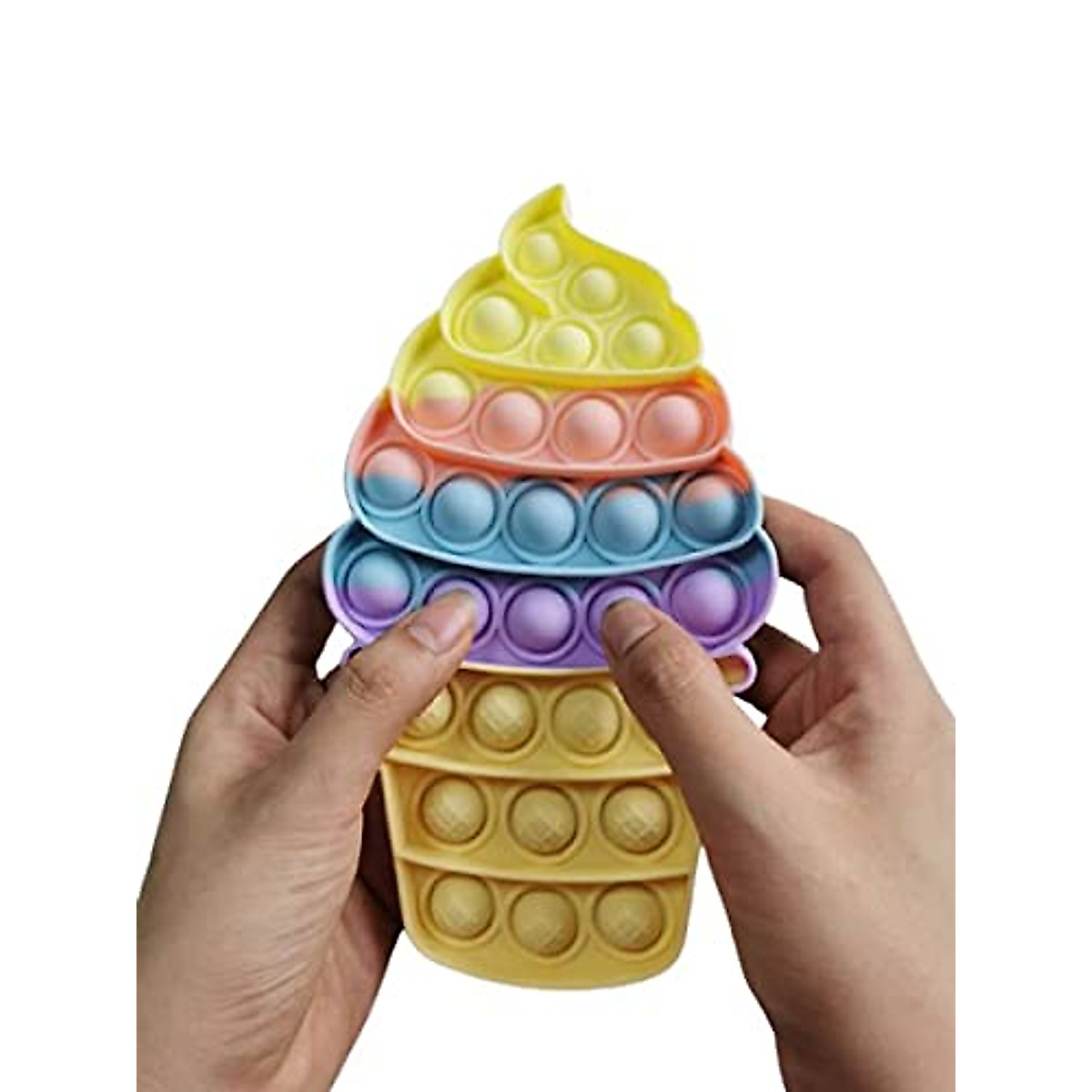 K&W Push Pop It Popsicle Cone – Ice Cream Sensory Silicone Fidget Toys – Stress Relief, Autism & Anti-Anxiety – Flexible, Odorless & Easy to Play - Perfect for Elderly, Adults & Kids | Colorful