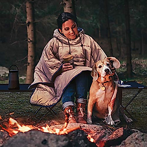 usharedo Winter Wearable Hoodie Poncho Lazy Blanket Small Quilt Sleeping Bag Windproof Cloak Cape,Black Gray