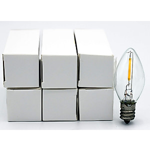 Creative Hobbies LED Night Light Bulbs, 4W 5W 6W 7W Incandescent Equivalent, C7 Candelabra Base, Indoor and Outdoor Christmas Light Strings, Electric Window Candles, Night Lights (25)