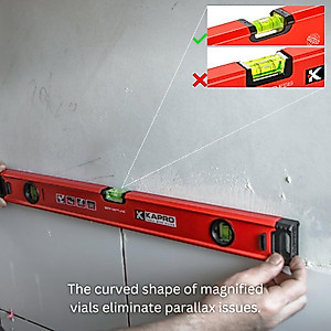 Kapro - 987XL Saturn Box Level - Professional Level - Features Acrylic Break-Proof Vials and Wall-Grip - Aluminum Box Beam Frame - 72 Inch