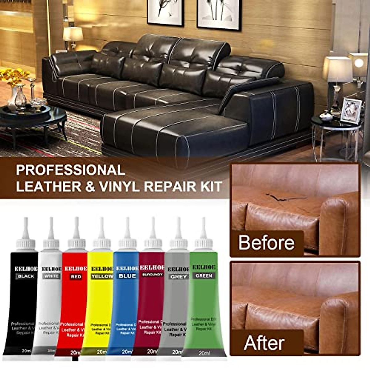 LIUZHIPENG Leather Repair Filler Gel Advanced Leather Repair Cream Color Restore Paste Scratch Hole Rip Filler for Furniture, Sofa, Car Seats, Jacket, Shoes