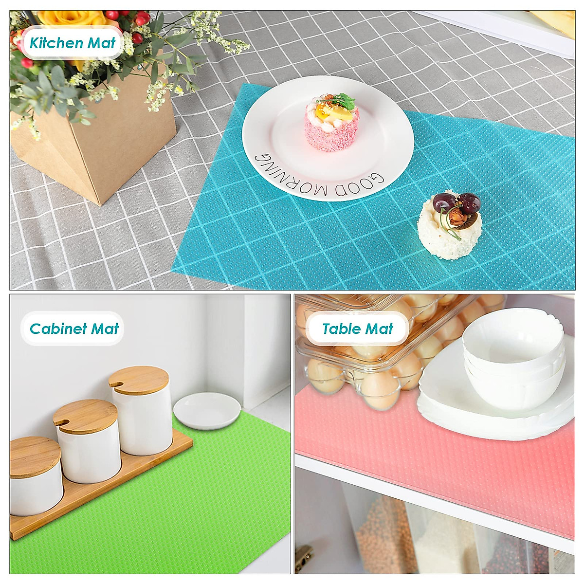 8 Pack Refrigerator Liners Fridge Liner Mats Washable, DUDUCOFU Refrigerator Mats for Glass Shelves Non Slip Refrigerator Shelf Liners, Size Adjustable Fridge Mats for Freezer Cupboard Drawers