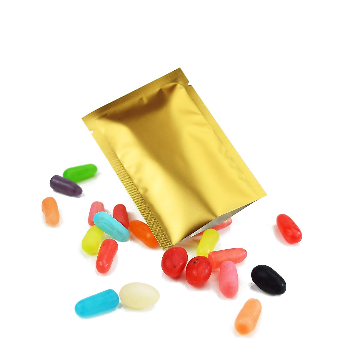 200PCS Matte Gold Metallic Foil Open Top Mylar Bags Smell Proof Heat Seal Packaging Bags 9x13cm (3.5x5.1")