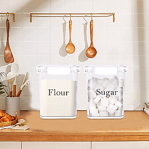 Yomjarl Set of 2 Large Food Storage Jars 4L - Airtight Containers with Lids, White with Free Spoon-Kitchen Canisters for Sugar,Flour,Coffee,Pantry Organization(2 PACK OF 4L)