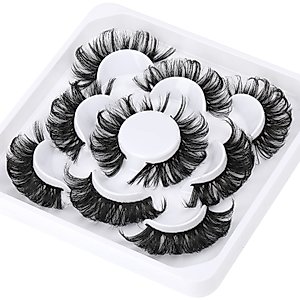 Lanflower Russian Strip Lashes D Curl Wispy Eye Lashes Eyelashes Natural Look 3D False Eyelashes Pack