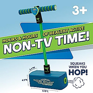 Flybar My First Foam Pogo Jumper for Kids Fun and Safe Pogo Stick for Toddlers, Durable Foam and Bungee Jumper for Ages 3 and up, Supports up to 250lbs (Blue LED)