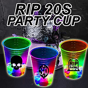 mishunyus 24 Pcs Glow 30th Birthday Decorations,Death to My 20s Party Cups,RIP to My 20s Birthday Decorations for Funny 30th Birthday Party Supplies，RIP Twenties Birthday Cups(16 oz)