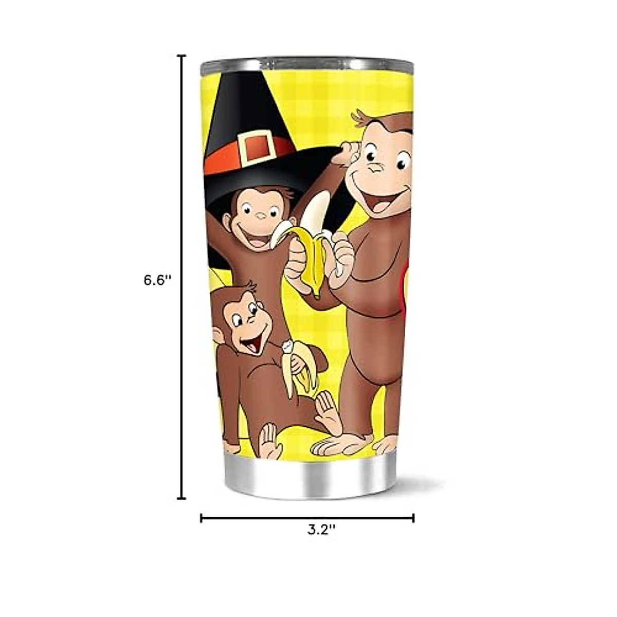 Tumbler Stainless Steel Insulated 20 oz curious Iced george Hot Coffee Tea Wine Cold Cup Mug Suit for Home Office Travel