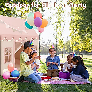 Kids Play Tent with Non-Slip Mat, Star Lights, Decorating Flag, Large Playhouse with 4 Windows, Machine Washable, Indoor and Outdoor Play Tent for Kids, Girls, Pink, 47" x 40" x 52"