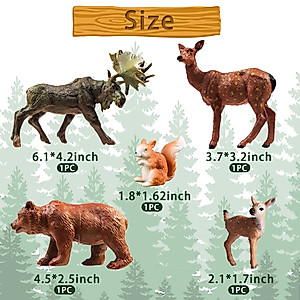 40 PCS Woodland Animals Figures Model Trees, 5 Pcs Animal Toy Figurines and 35 Pcs Mixed Plastic Trees Forest for Woodland Cake Toppers Decorations Birthday Party Supplies