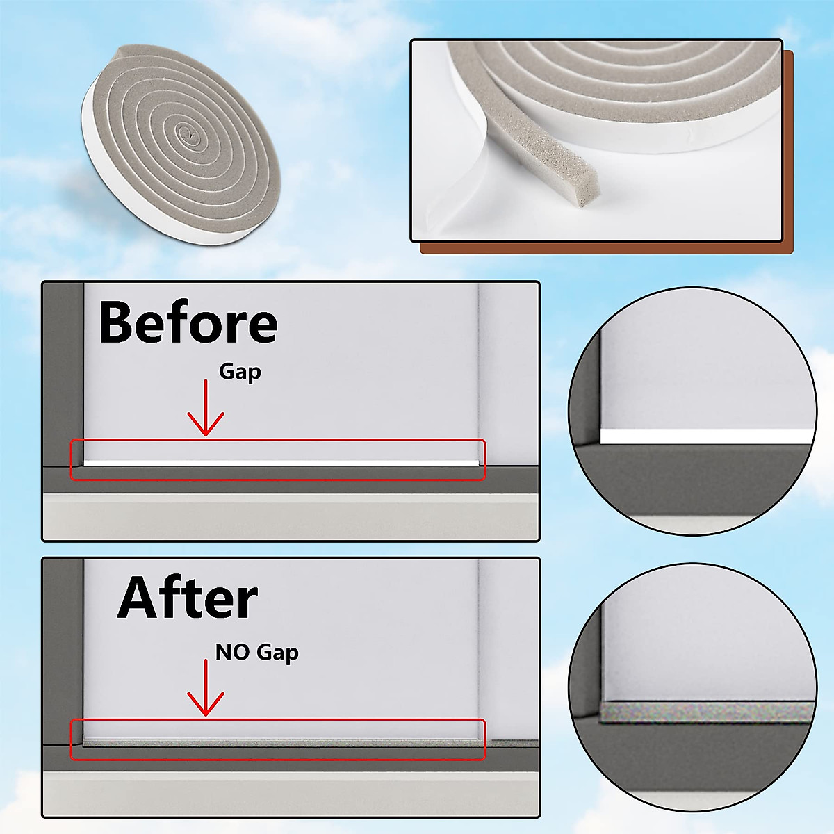 BJADE'S Window Seal Kit for Portable Air Conditioner of Exhaust Hose 5.1 Inch Diameter with Insulating Sealing Tape,Adjustable Portable AC Window Vent Kit for Sliding Glass Windows.