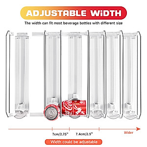 LAKIX Upgrade Drink Organizer for Fridge, Self-Sliding soda Can Dispenser for Refrigerator and Adjustable Width, 12oz to 20oz holds 30+ Cans(6 Rows, 38 CM)