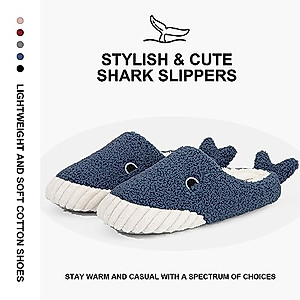 LongBay Women's Cute Shark Slippers Memory Foam Animal Fuzzy House Shoes for Indoor Outdoor