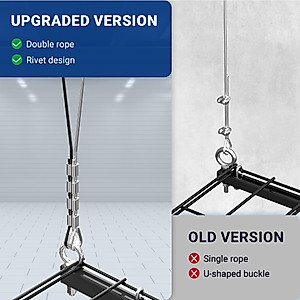 FLEXIMOUNTS Garage Lifting Metal Rack, 4x4 Ft Overhead Garage Storage Racks, Adjustable Heavy-Duty Ceiling Organization System, 300lbs Weight, Satin Black