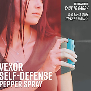 Zarc Vexor Police Strength Pepper Spray, Flip-Top Finger Grip, 20+ Shots, 10-12 Ft. Range - Two Pack (Teal)
