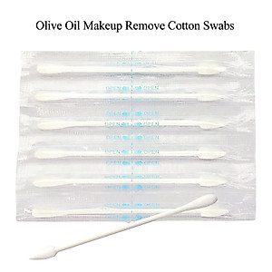 Sppry Olive Oil Makeup Remove Cotton Swabs - Individually Wrapped Double Tipped Paper Sticks, 100 Count (Round/Pointed End)