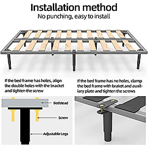 IRONDIY 6PCS Metal Adjustable Height Center Support Leg for Bed Frame,Bed Frame Support Legs for Wooden Slats and Metal Bed Frame,Platform Bed Frame Replacement Legs (7.08" to 13.3")