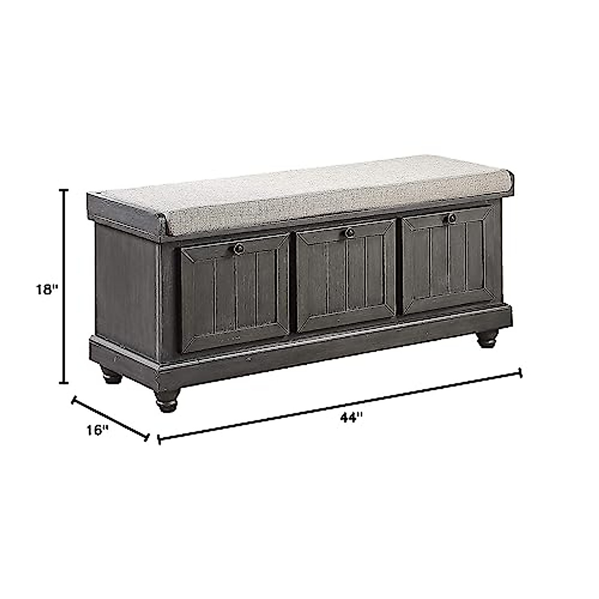 Lexicon Ganza Lift-Top Storage Bench, 44-Inch, Gray