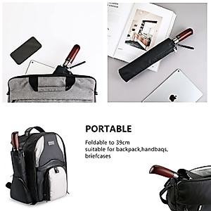 Nothers Travel Umbrella 54Inch, Windproof Umbrella,Rain Umbrellas，Large Umbrella,Strong and Portable，Golf 210T Vented for Men and Women，Wooden Handle by Pattecor(Black)