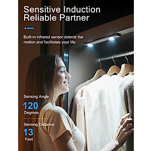 Under Cabinet Lights, Wireless Motion Sensor Light Indoor, Black 10in LED White Lighting Rechargeable Battery Operated,4 Modes Night Light, Stick-On Magnetic Closet Lights for Kitchen, Hallway(2 Pack)