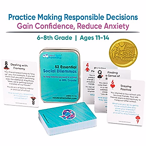 52 Essential Social Dilemmas: Life Skills for Kids & Teens to Thrive in Middle School - Conversation Cards Created by Teachers & Counselors for Family, Classroom, Counseling, Therapy Game (6-8 Grade)