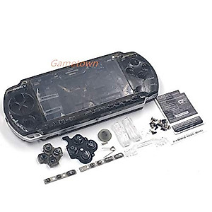 New Replacement PSP 3000 Full Housing Shell Cover with Buttons Screws Set -Clear Black.