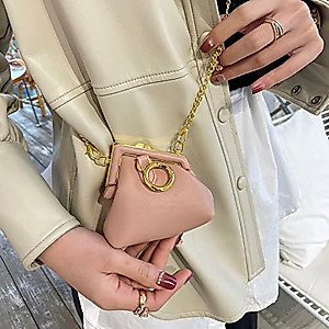 CLOTHIUM MINI Women Crossbody Bags,PU Leather Shoulder Bag with Metal Clasp Closure (pink)