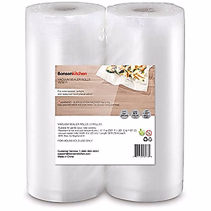 Bonsenkitchen Food Bags Rolls, 2 Pack 8" x 50' Sous Vide Cooking Bags (Total 100 feet), BPA Free 8 Inch Customized Size Food Vacuum Sealer Bags