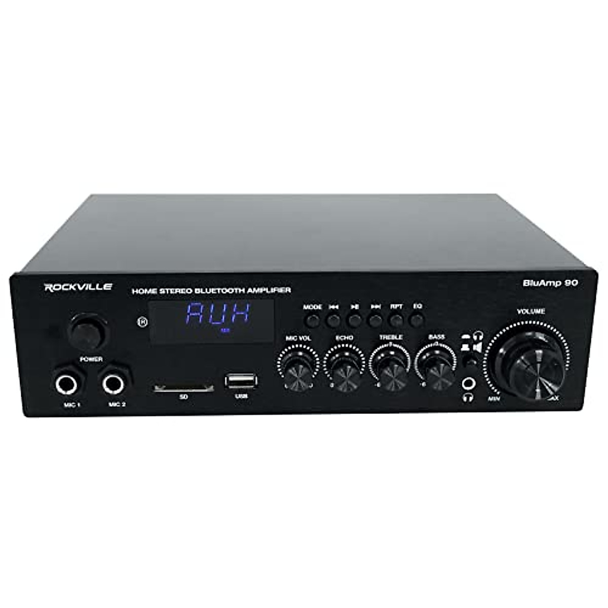 Rockville BLUAMP 90 Home Stereo Bluetooth Receiver Amp w/Mic+Phono+HDMI Input