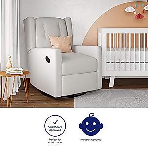 Baby Relax Mikayla Swivel Glider Chair, White, Water Stain Resistant Recliner
