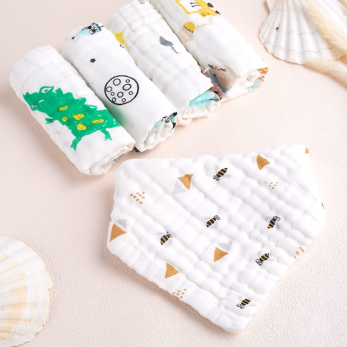 Verster Muslin Burp Cloths 5 Pack, 11.8x11.8”, Colorful Burp Cloths Baby Girl, Burp Cloths Baby Boy, Burping Cloths for Babies, Burp Cloths, Muslin Washcloths, Burp Clothes