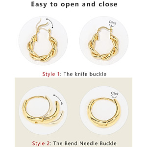 Adoyi Gold Hoop Earrings, Small Gold Hoops Earrings Chunky Huggie Hoop Earrings Set for Women 14K Gold Plated Lightweight Jewelry Birthday Christmas Gifts for Her 3/6/9 pairs