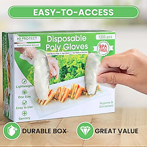 Keppi 1200pcs Plastic Gloves | BPA & Latex Free | Perfect Food Handling Gloves | Food Safe Disposable Gloves for Cooking | Bulk Food Safe Gloves | One Size Great Fit