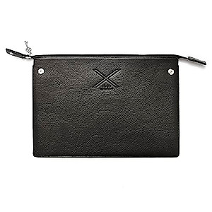 Luxurious Genuine Full-Grain Tanned Leather/Felt Sleeve for MacBook Air/Pro 13.3"M1/Pro 14.2"/iPad 12.9"/Notebook. 2 Magnet Snaps and Key-Charm Puller.- 1005 (One Size, Black)