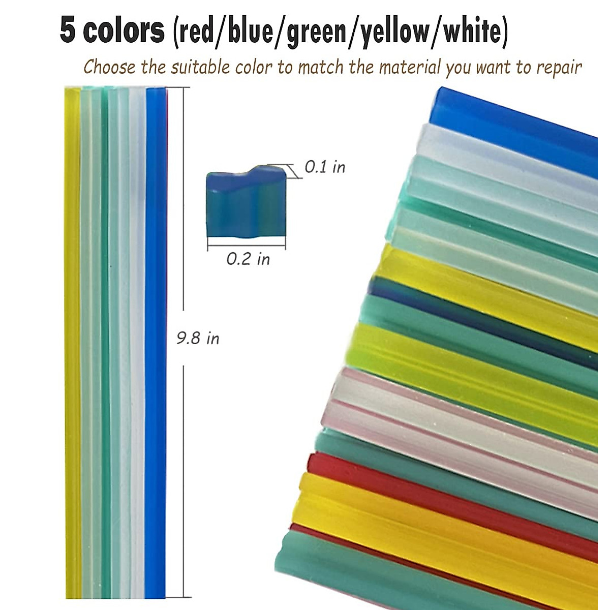 106pcs Plastic Welding Rods ABS PP PU PE PA PC TPO 7 Types of Plastic Welder Rods for Car Bumper Kayak Repair Kit with Reinforcing Stainless Steel Mesh Plastic Welding Kit Welding Supplies