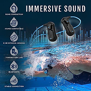 H2O Audio Sonar IPX8 - Bluetooth Bone Conduction Headphones with MP3 Player - Wireless, Open Ear Waterproof Headset for Swimming, Underwater Activities, Sports, Workouts