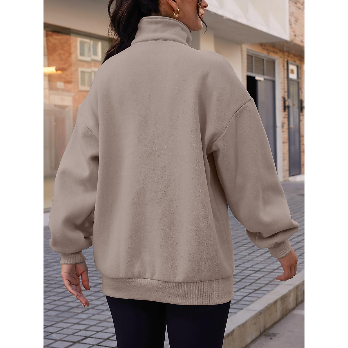 Trendy Queen Womens Zip Up Hoodies Oversized Sweatshirts Preppy Clothes Fall Teen Girls Outfits Fashion Crewneck Pullover CoffeeGrey M