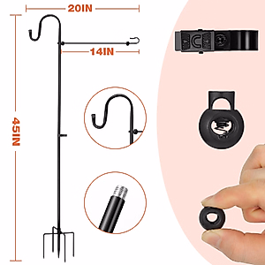 LOPANNY Garden Flag Holder Stand - Upgraded 45IN Garden Flag Pole with 2 Spring Stoppers and 1 Clip, Yard Garden Flag Holder for Small Flags(Without Solar Lights & Flag)